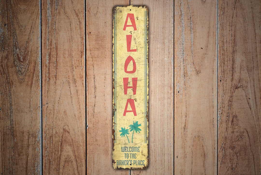 Aloha Sign - Beach Welcome Sign - Welcome Decor - Vintage Style Sign ...
