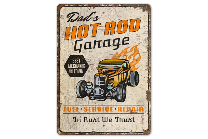 Hot Rod Garage Sign - Hot Rod Garage Decor - Hot Rod Sign - Mechanic on ...