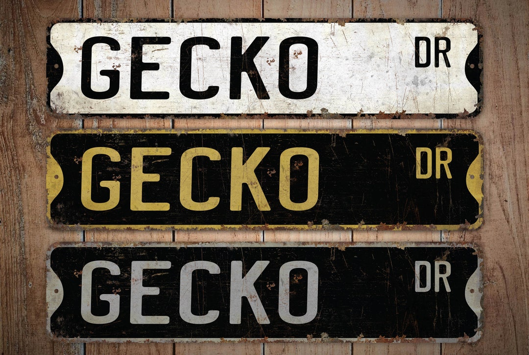 Gecko - Gecko Sign - Gecko Decor - Vintage Style Sign - Custom Street ...