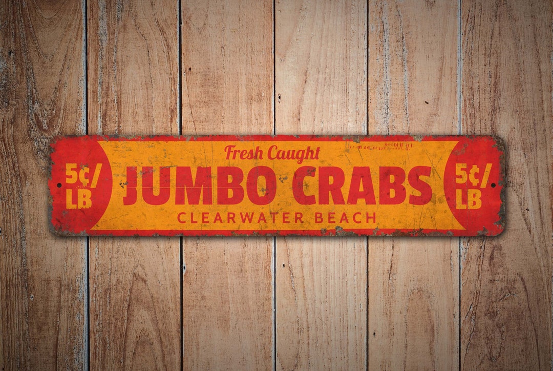 Jumbo Crabs Sign - Fresh Water Crab - Vintage Style Sign - Crab ...