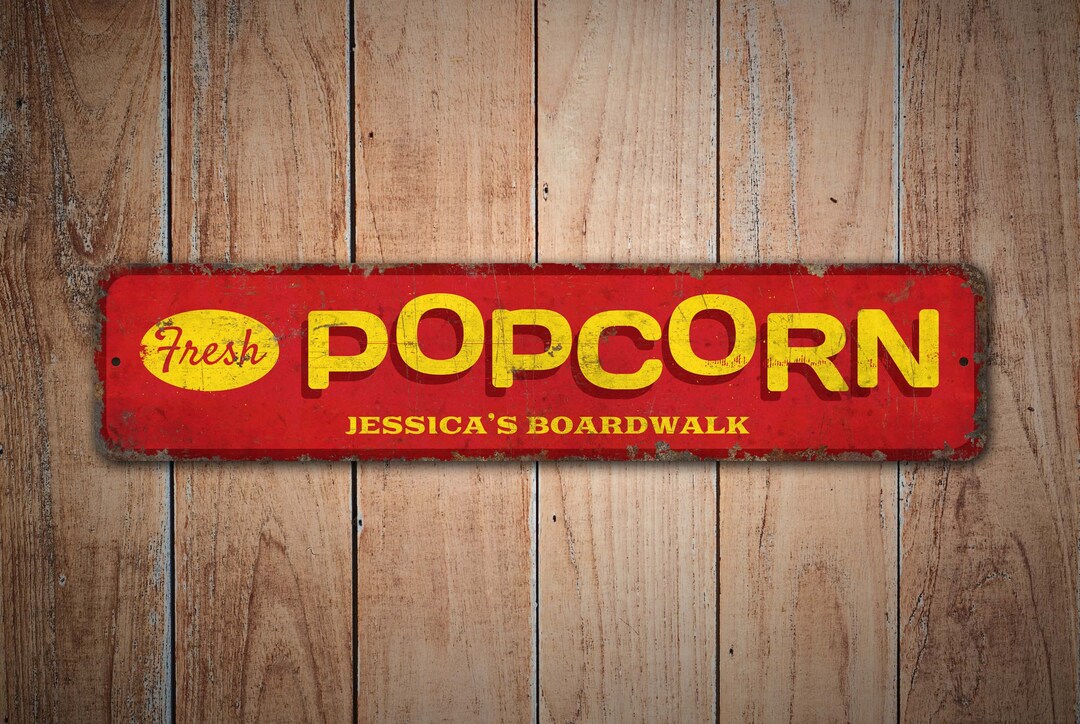 Fresh Popcorn Sign - Fresh Popcorn - Vintage Style Sign - Fresh Popcorn ...