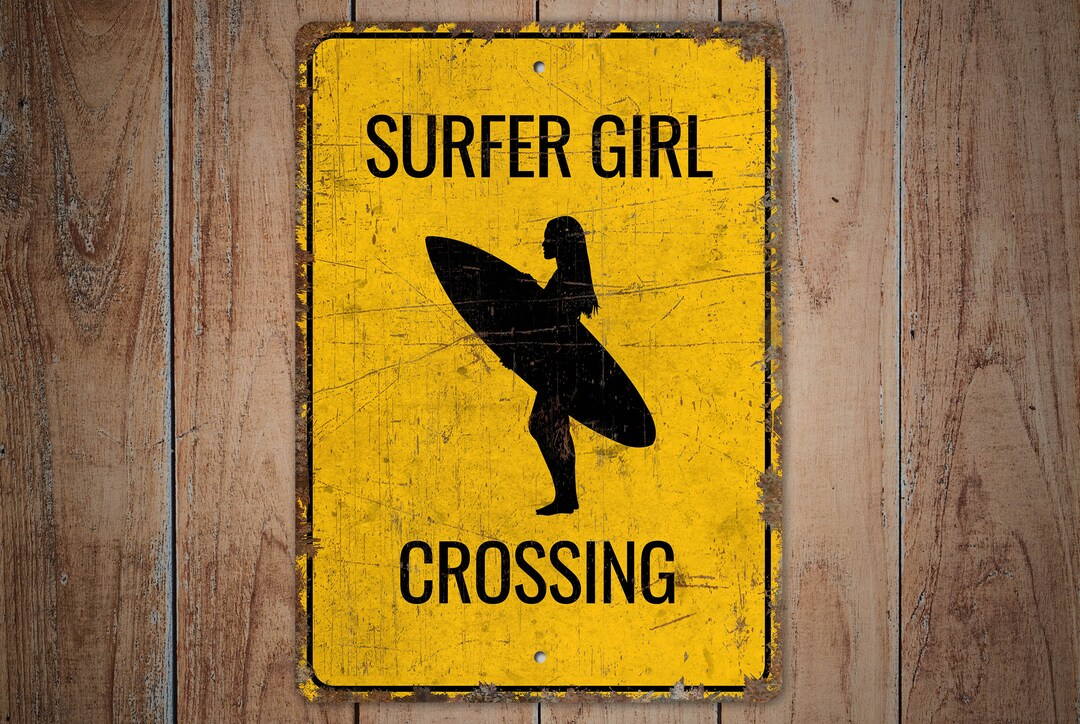 Surfer Girl Crossing - Surfer Girl Sign - Surfer Crossing Decor ...