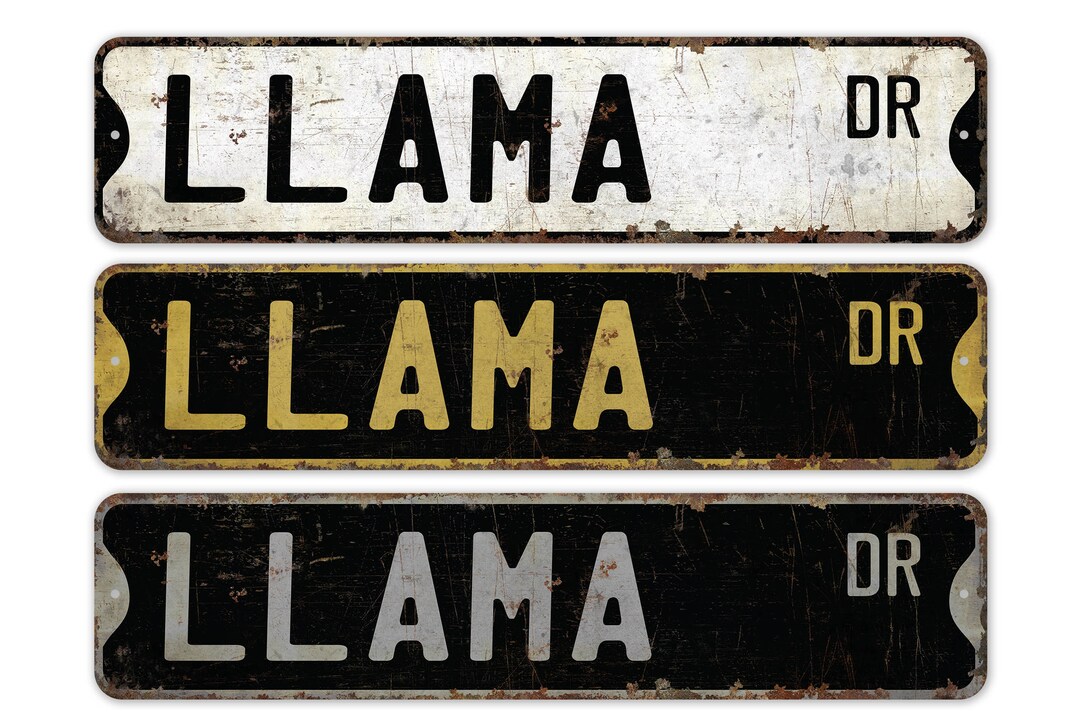 Llama - Llama Sign - Llama Decor - Llama Lover Gift - Custom Street ...