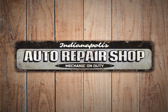 Old Fashioned Auto Repair Signage Vintage Automotive Sign Stock