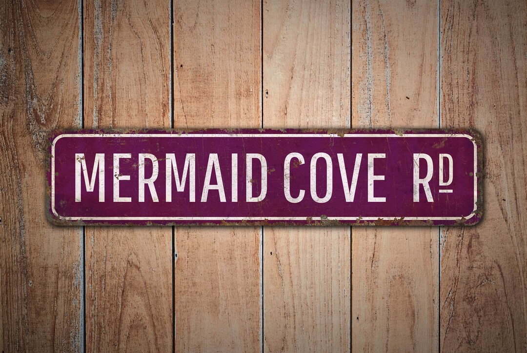 Mermaid Cove Sign Street Name Sign Street Name Decor Vintage Style Sign ...