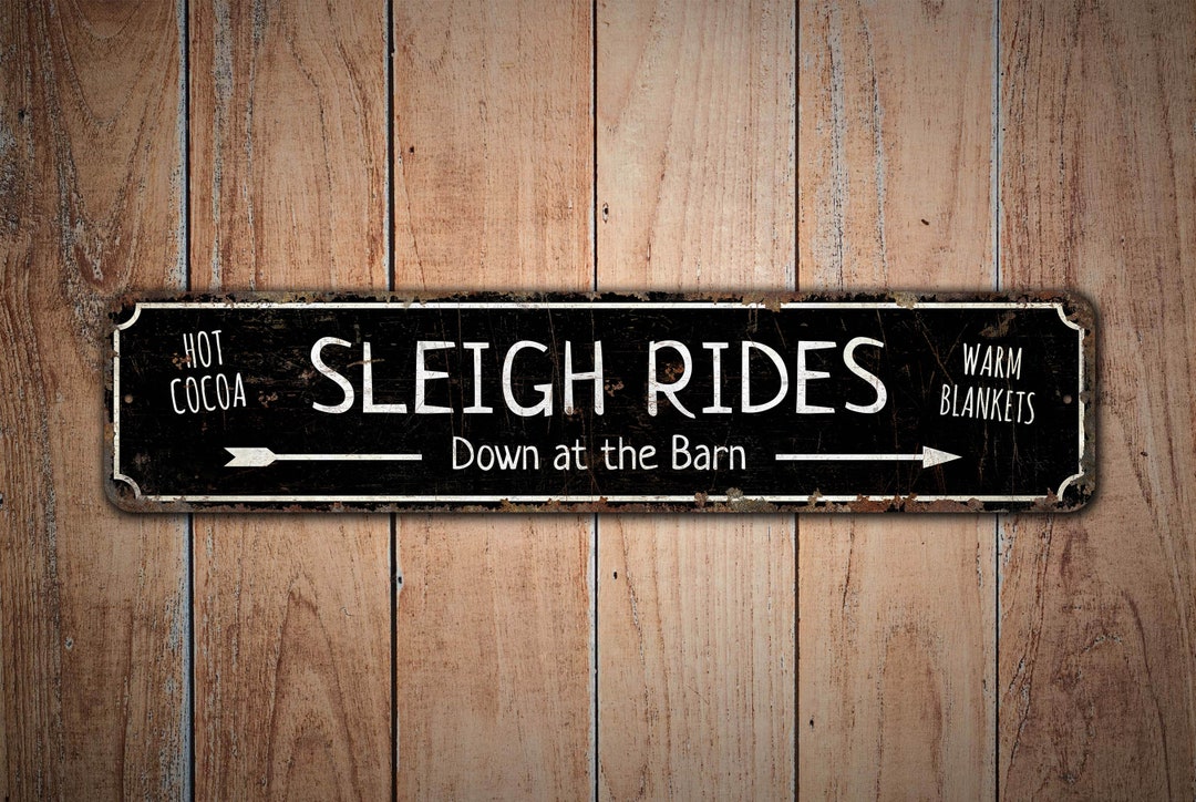 Sleigh Rides Sign - Custom Arrow Sign - Barn Sign - Sleigh Rides Bar ...