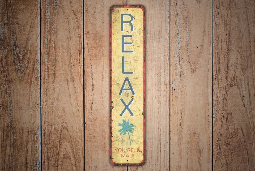 Custom Beach Sign - Relax Sign - Beach House Decor - Vintage Style Sign ...