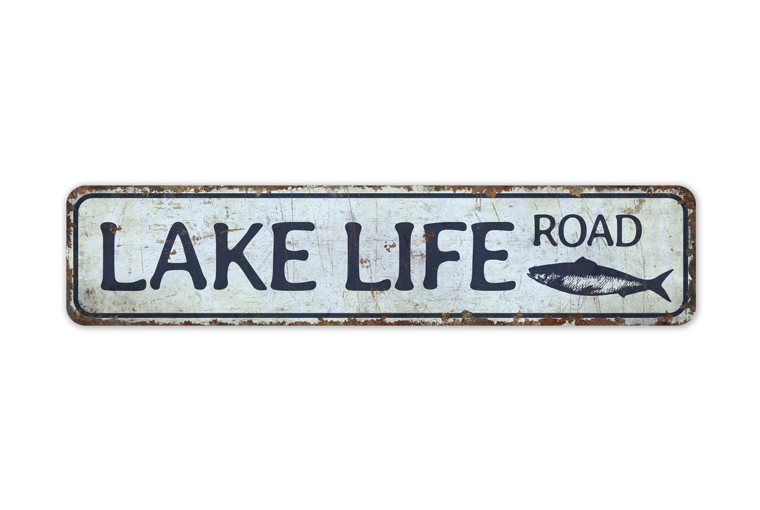 Lake Life Road Sign - Street Name Decor - Street Name Sign - Vintage ...