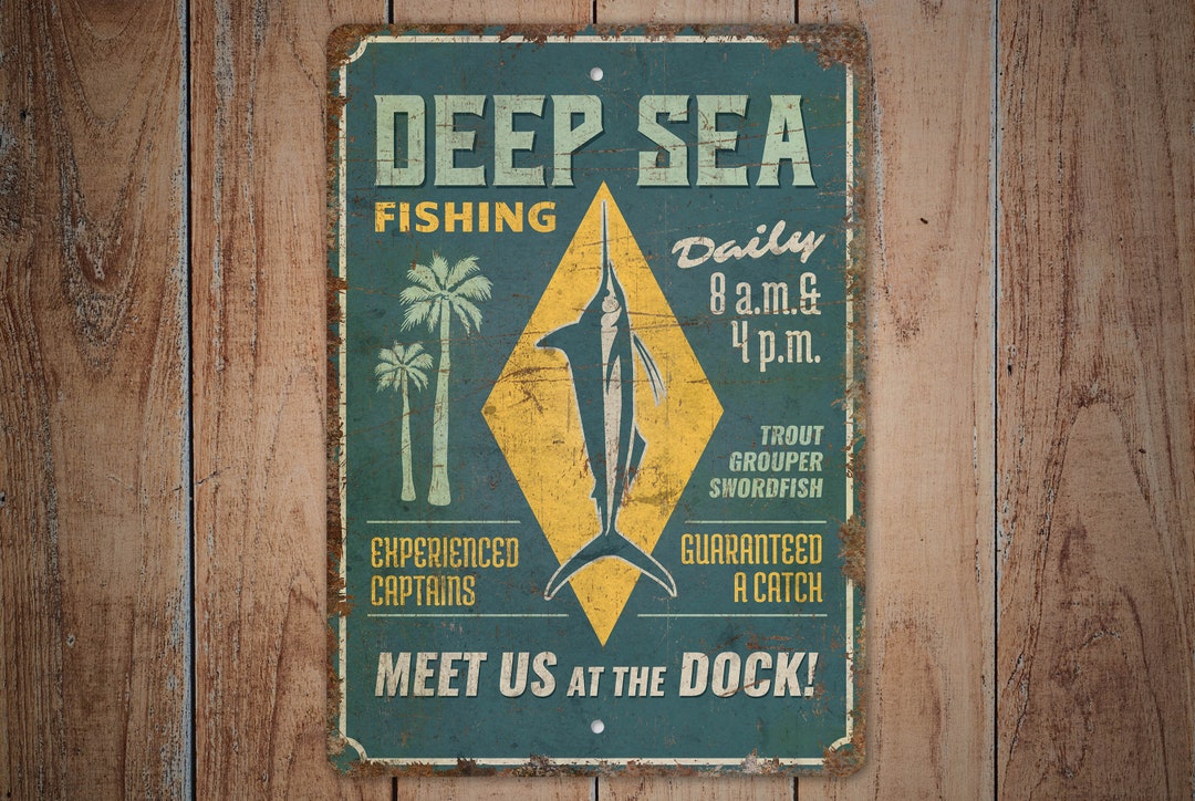 Deep Sea Fishing - Sea Fishing Sign - Sea Fishing Decor - Fishing Sign ...