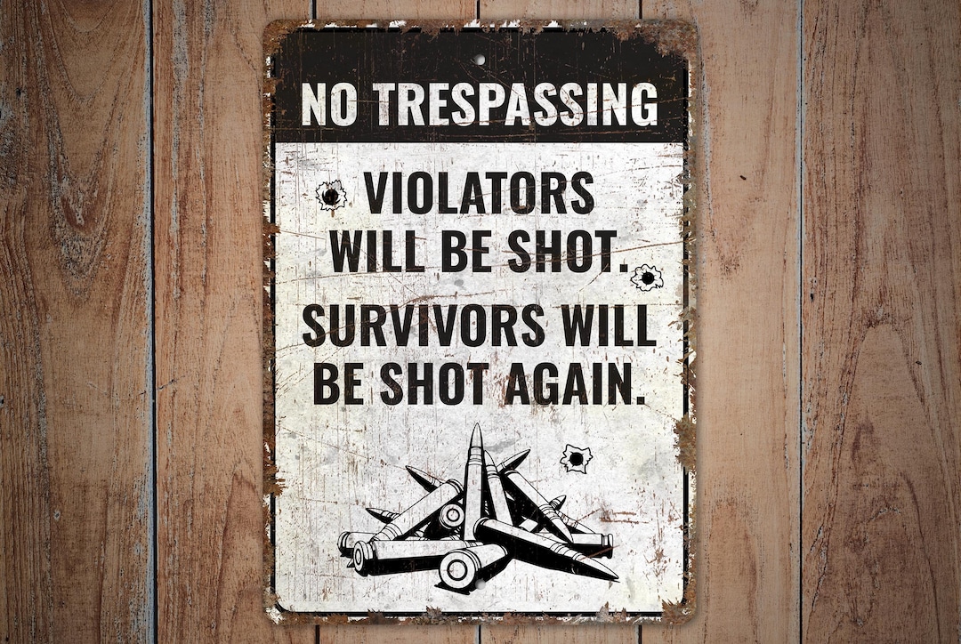 No Trespassing Sign - Protected by Gun - Warning Sign - Home Security ...