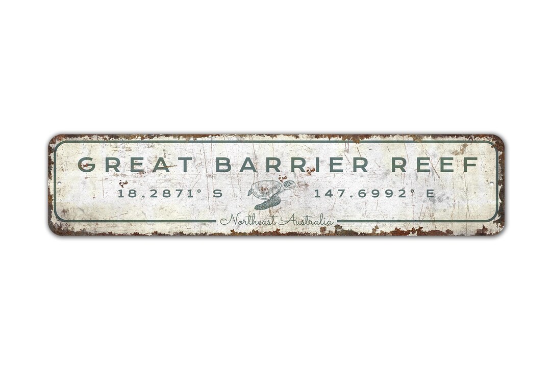 Great Barrier Reef Sign - Custom Coordinates Sign -latitude Longitude ...
