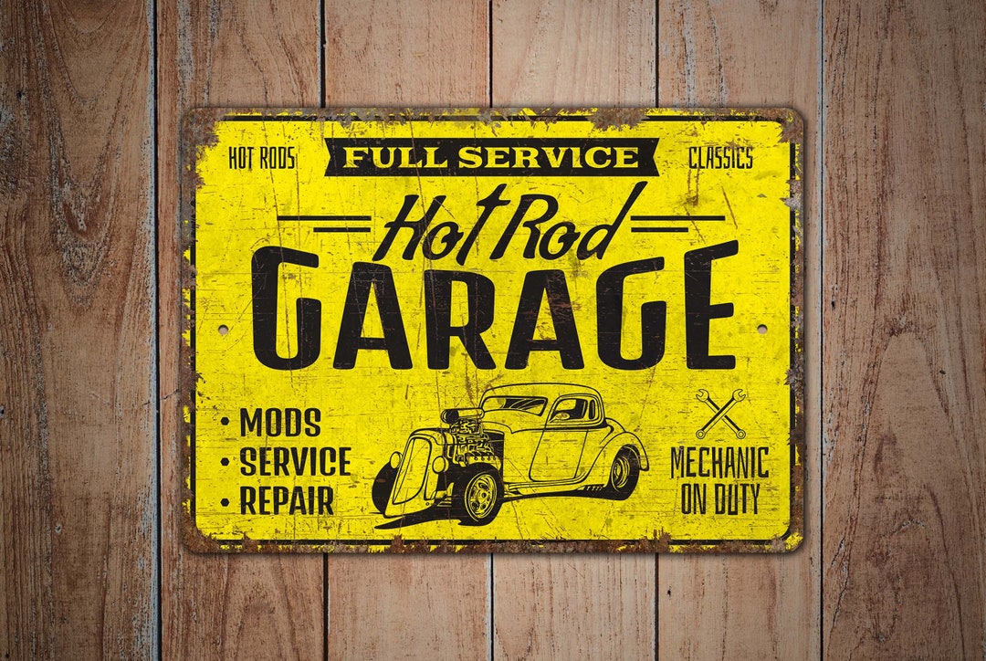 Hot Rod Garage Sign Hot Rod Garage Decor Hot Rod Sign Hot Rod Garage ...