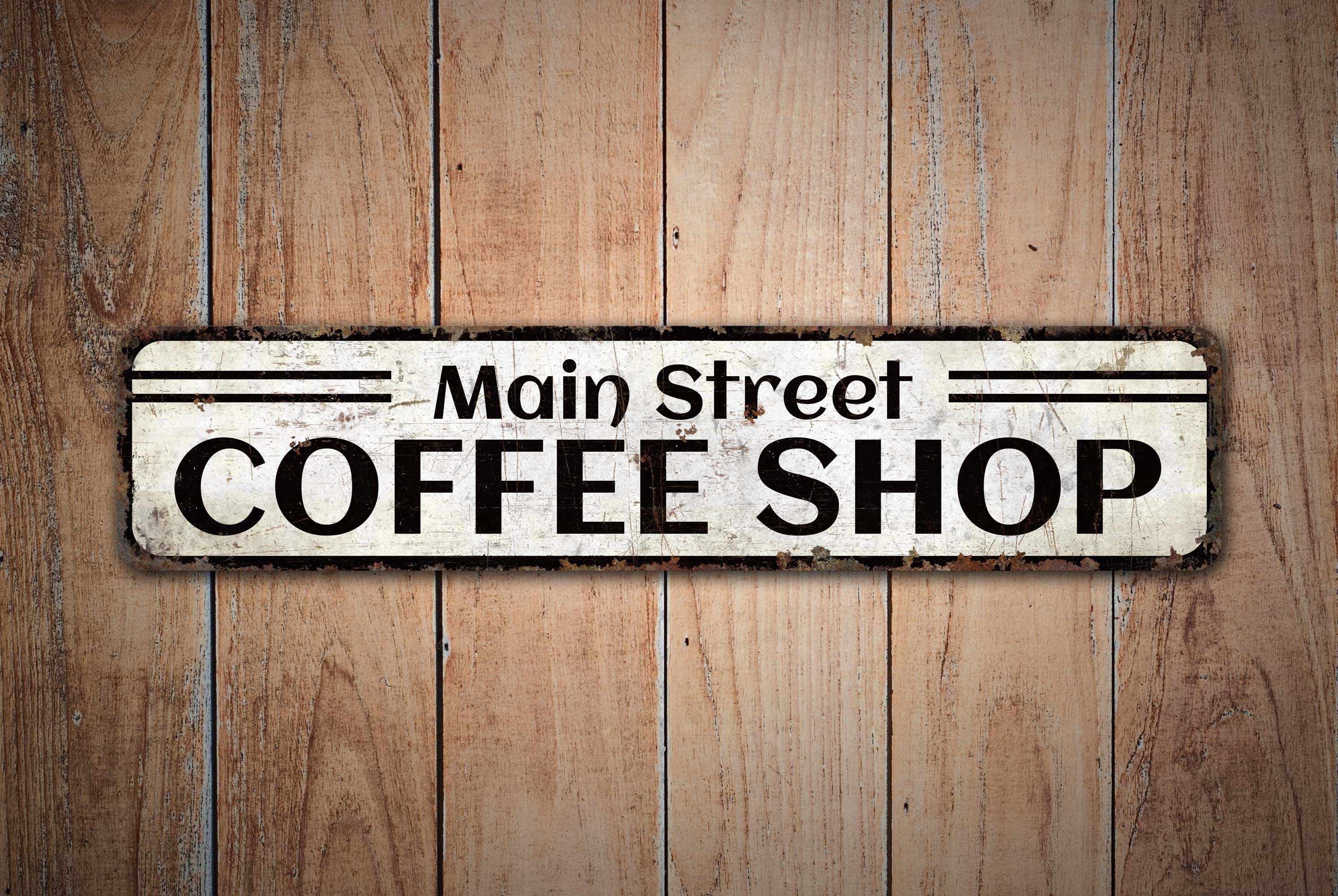 Coffee Shop Sign - Custom Coffee Shop - Vintage Style Sign - Coffee ...
