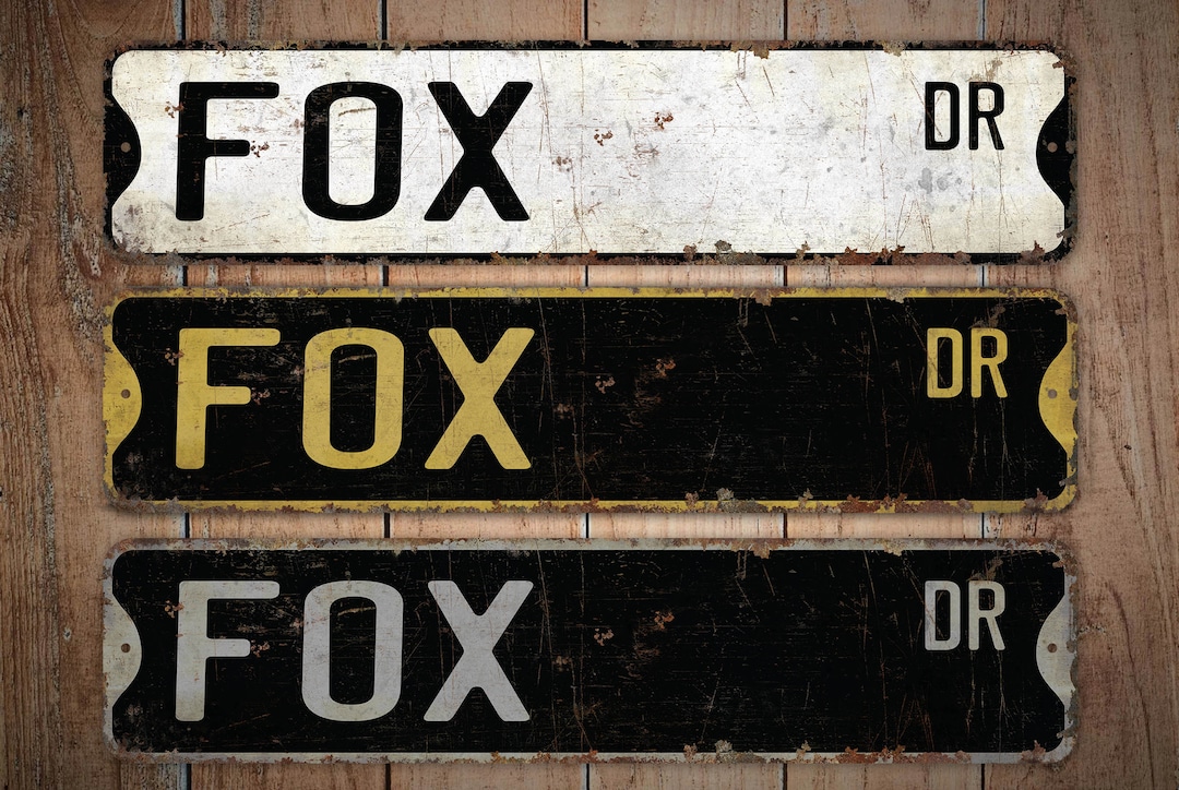 Fox - Fox Sign - Fox Decor - Vintage Style Sign - Custom Street Sign ...