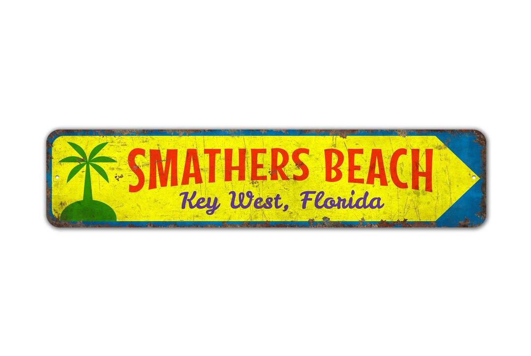 Smathers Beach Sign - Custom Beach Sign - Key West Florida - Beach ...
