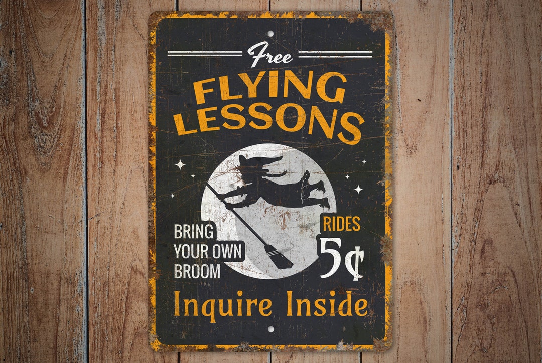 Flying Lessons - Flying Lessons Sign - Halloween Sign - Halloween Decor ...