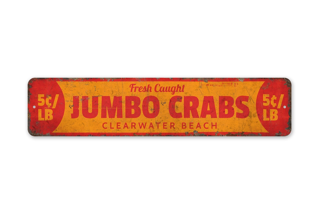 Jumbo Crabs Sign - Fresh Water Crab - Vintage Style Sign - Crab ...