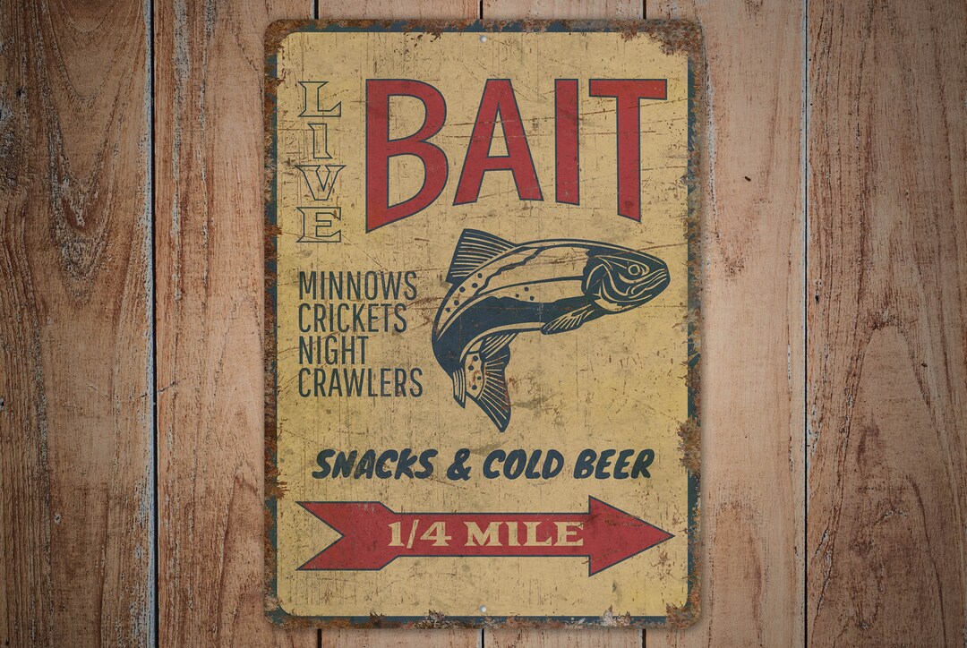 Live Bait Live Bait Sign Bait Shop Decor Bait Shop Sign Beach Pub Sign ...