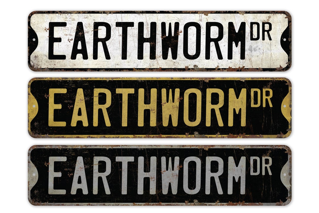 Earthworm - Earthworm Sign - Earthworm Decor - Vintage Style Sign ...