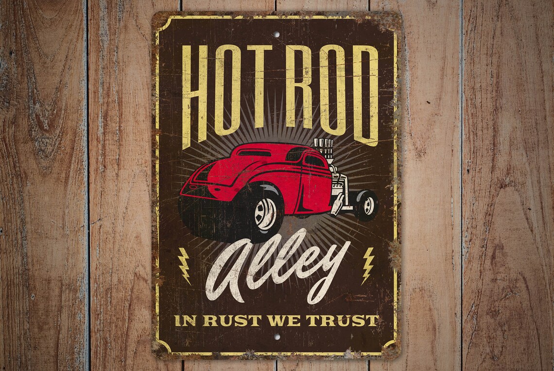 Hot Rod Alley - Hot Rod Alley Sign - Hot Rod Alley Decor - Motor Garage ...