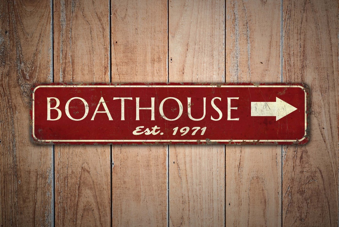 Boat House Sign - Boat House Arrow Sign - Boat House EST Sign - Beach ...