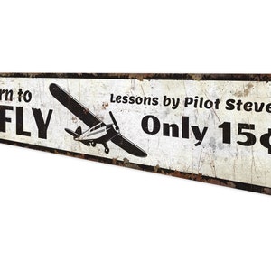 Learn to Fly Sign - Flying Lesson Sign - Vintage Style Sign - Flying ...