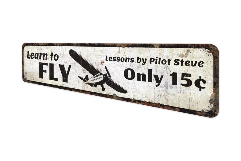 Learn to Fly Sign Flying Lesson Sign Vintage Style Sign | Etsy