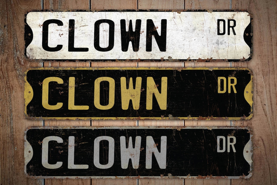 Clown - Clown Sign - Clown Decor - Vintage Style Sign - Custom Street ...