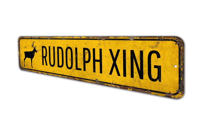 Rudolph Xing Sign - Christmas Decor - Christmas Sign - Reindeer Road ...