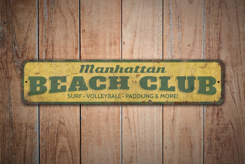 Beach Club Sign Beach Club Decor Vintage Style Sign - Etsy