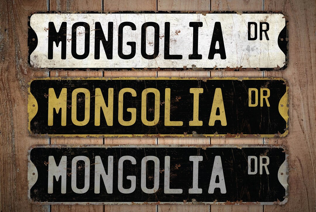 Mongolia Mongolia Sign Mongolia Decor Vintage Style Sign Custom Street ...