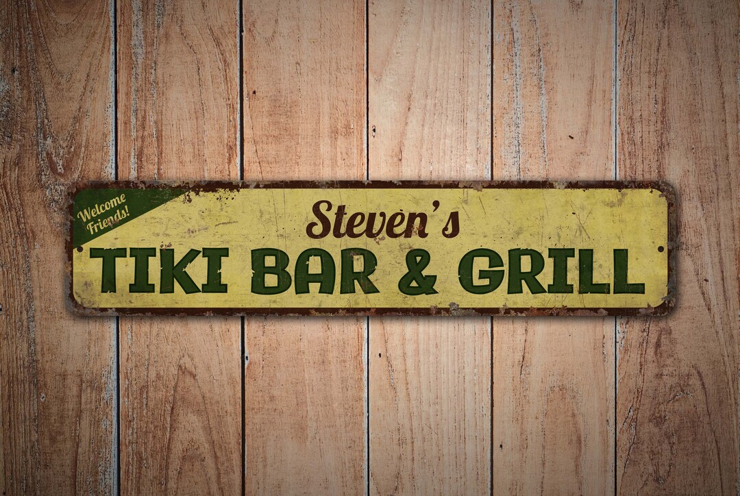tiki-bar-and-grill-vintage-style-sign-custom-bar-and-grill-etsy