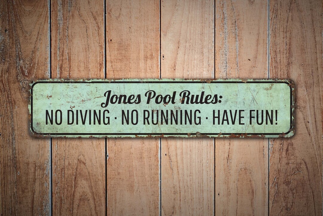 Pool Rule Sign - No Diving Sign - Pool Decor - Vintage Style Sign - No ...