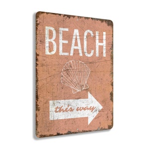 Beach This Way - Beach Direction Sign - Beach Sign - Vintage Style Sign ...