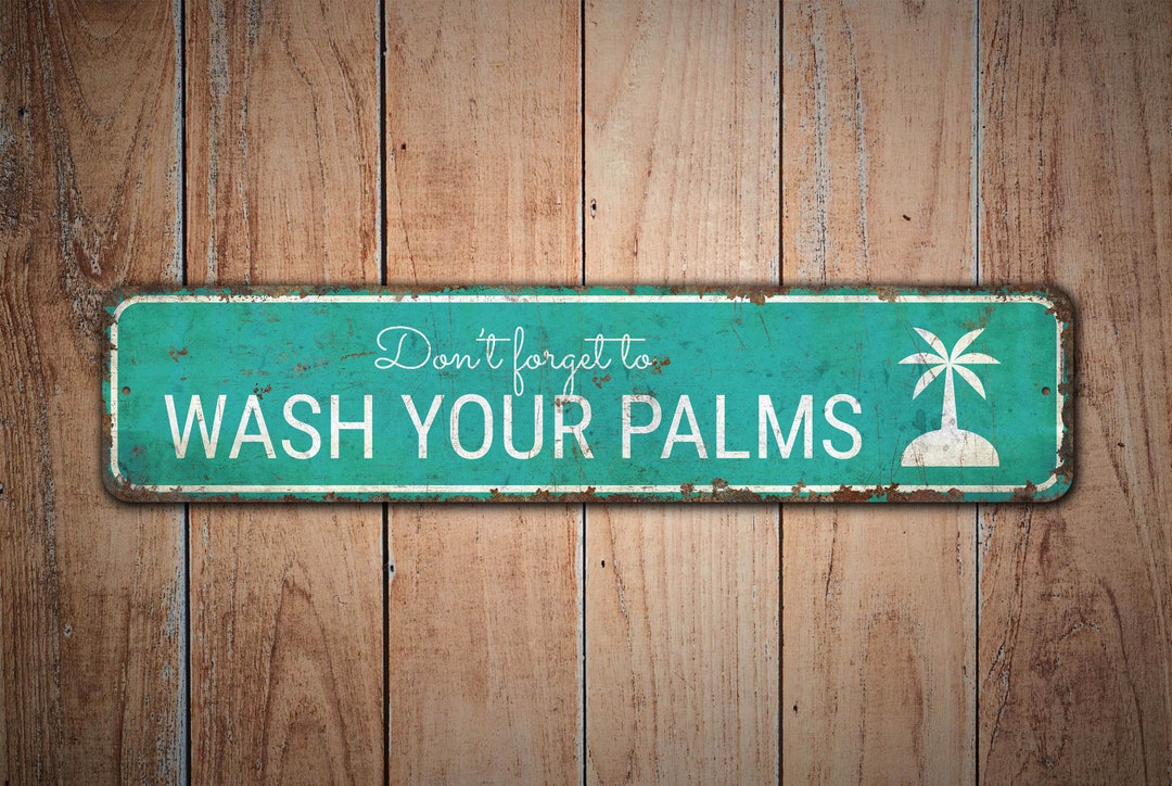 Wash Your Palms Sign Wash Your Palm Beach Sign Beach Decor Beach House ...