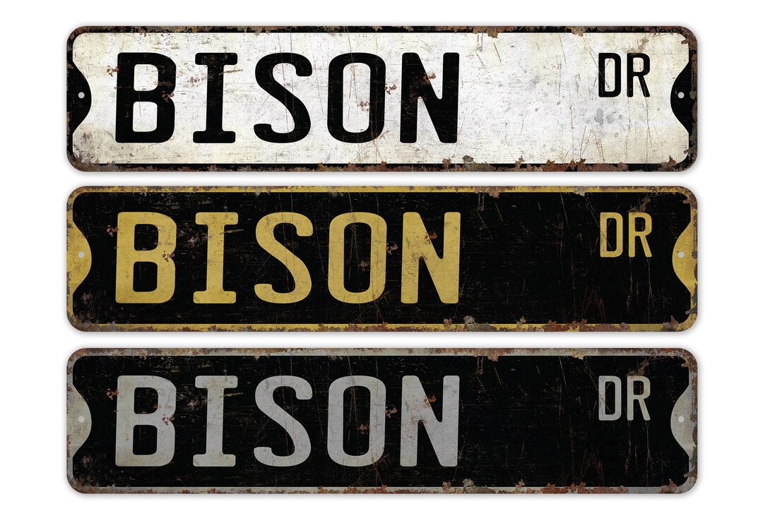 Bison - Bison Sign - Bison Decor - Vintage Style Sign - Custom Street ...