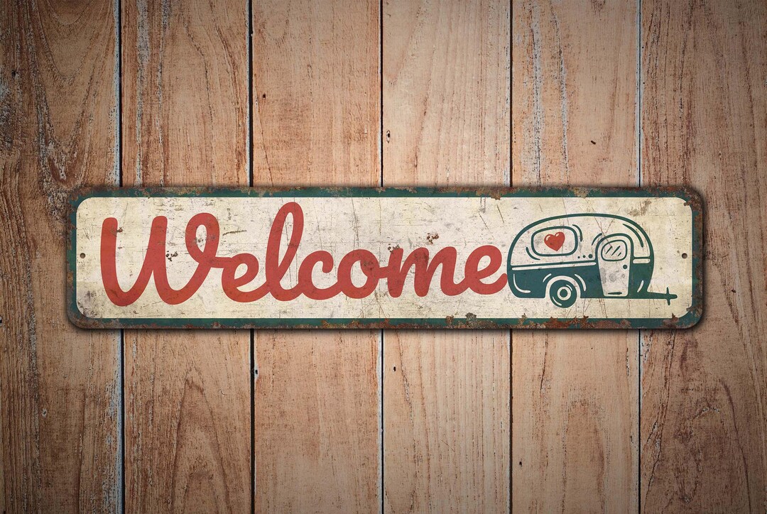 Welcome Sign Cabin Decor Camp Sign Camp Decor Camp Welcome Sign Vintage ...
