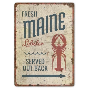 Fresh Maine Lobster - Maine Lobster Sign - Lobster Sign - Lobster Decor ...