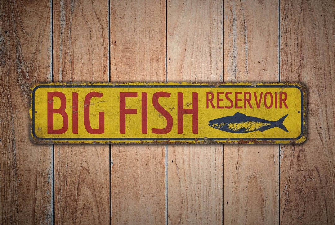 Big Fish Reservoir Sign - Lake House Sign - Street Name Sign - Vintage ...