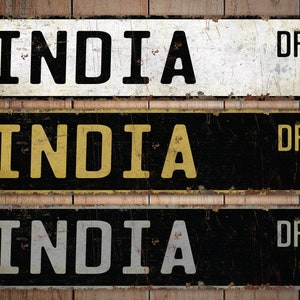 India - India Sign - India Decor - Vintage Style Sign - Custom Street ...