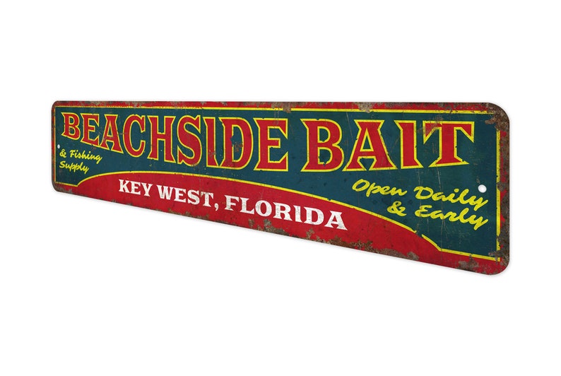 Signs Wall Décor Vintage Style Sign Beachside Bait Beachside Bait Sign ...