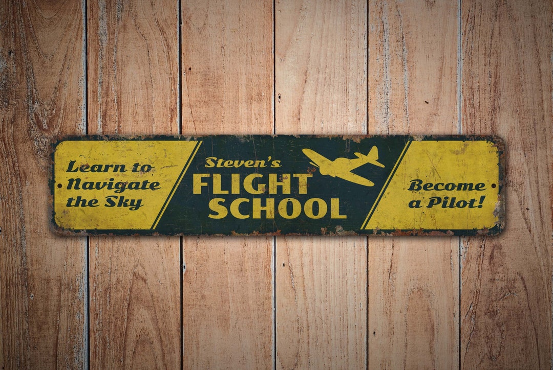 Flight School Sign - Flight School Decor - Vintage Style Sign - Flight ...