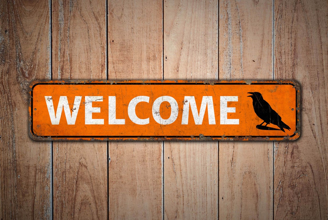 Welcome Sign - Welcome Crow Sign - Crow Welcome - Halloween Sign ...