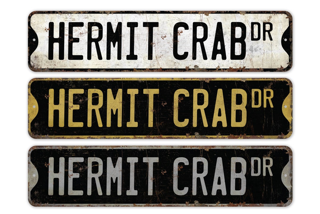Hermit Crab - Hermit Crab Sign - Hermit Crab Decor - Vintage Style Sign ...