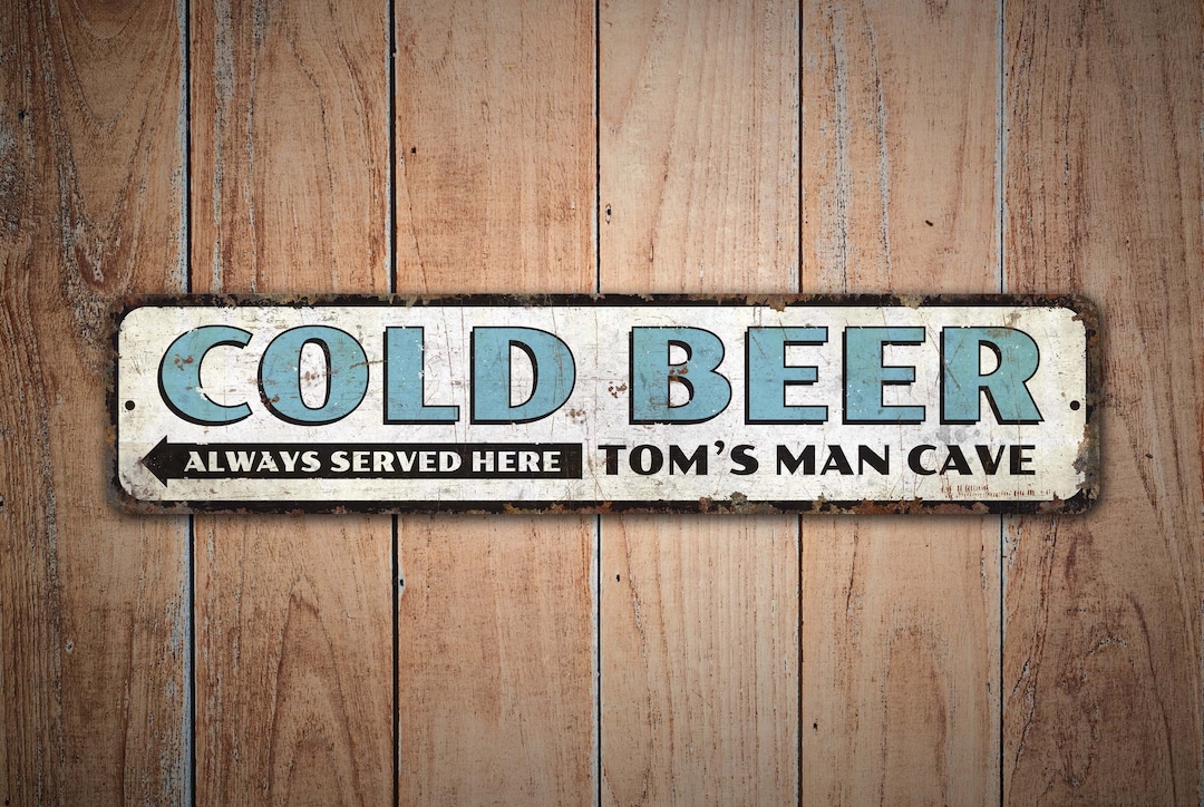 Cold Beer Sign - Cold Beer Decor - Vintage Style Sign - Custom Drink ...