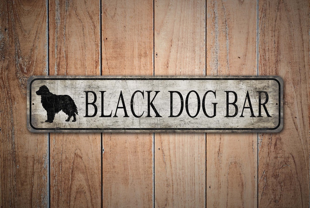 Black Dog Bar Sign - Black Dog Pub Sign - Vintage Style Sign - Black ...