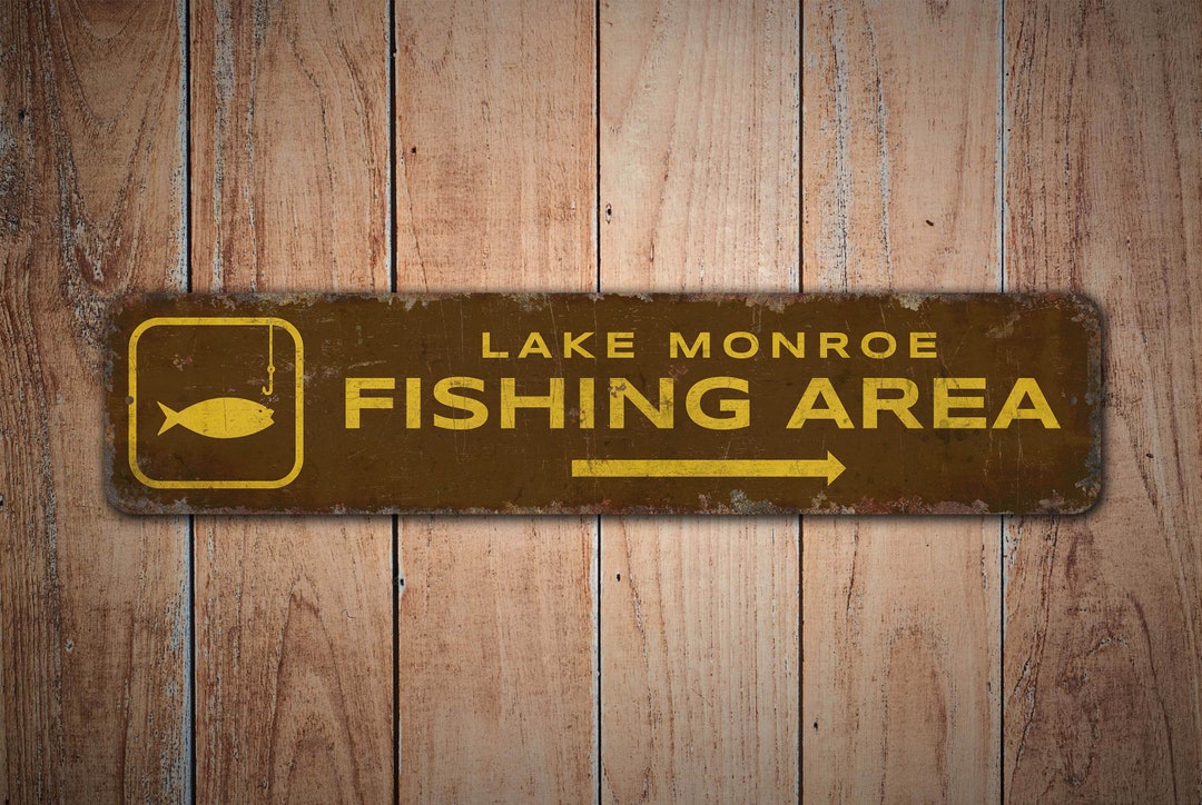 Fishing Area Sign Lake Name Decor Lake Name Sign Custom Arrow Sign ...