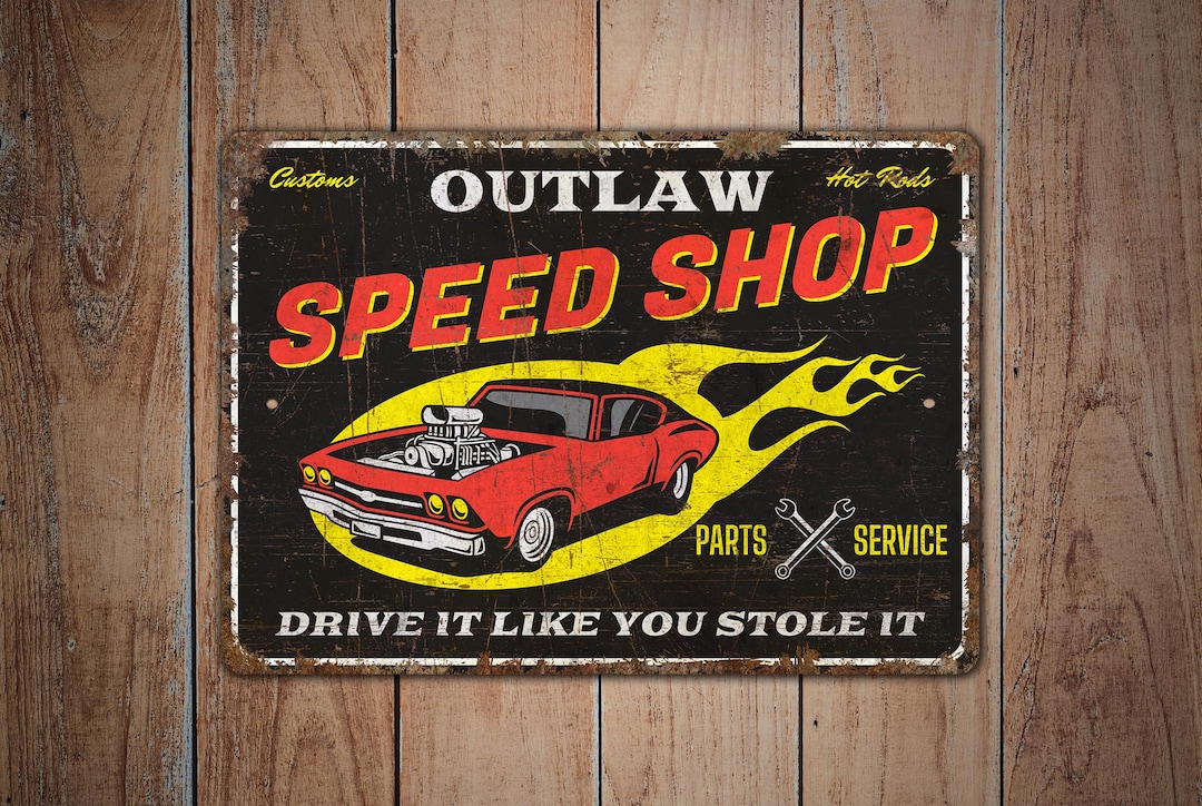 Hot Rod Garage Sign - Hot Rod Garage Decor - Hot Rod Sign - Outlaw ...