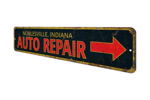Old Fashioned Auto Repair Signage Vintage Automotive Sign Stock