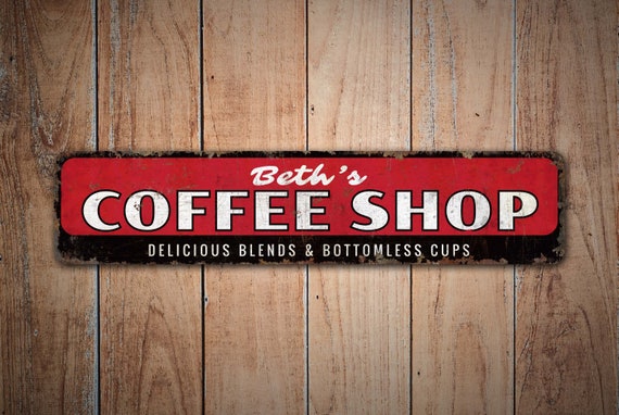 Letrero de cafetería Cafetería personalizada Letrero de - Etsy España